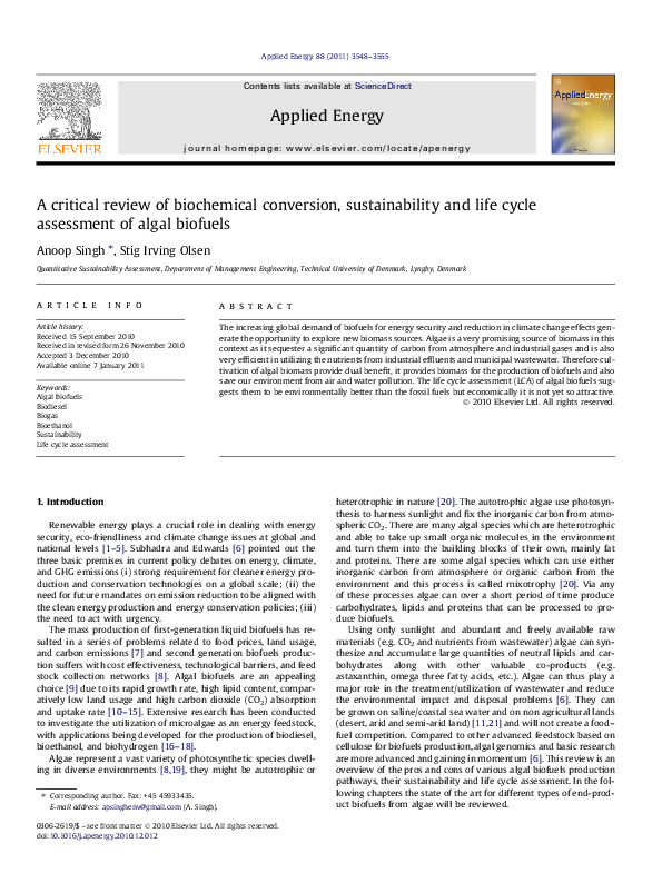 (PDF) A critical review of biochemical conversion, sustainability and ...