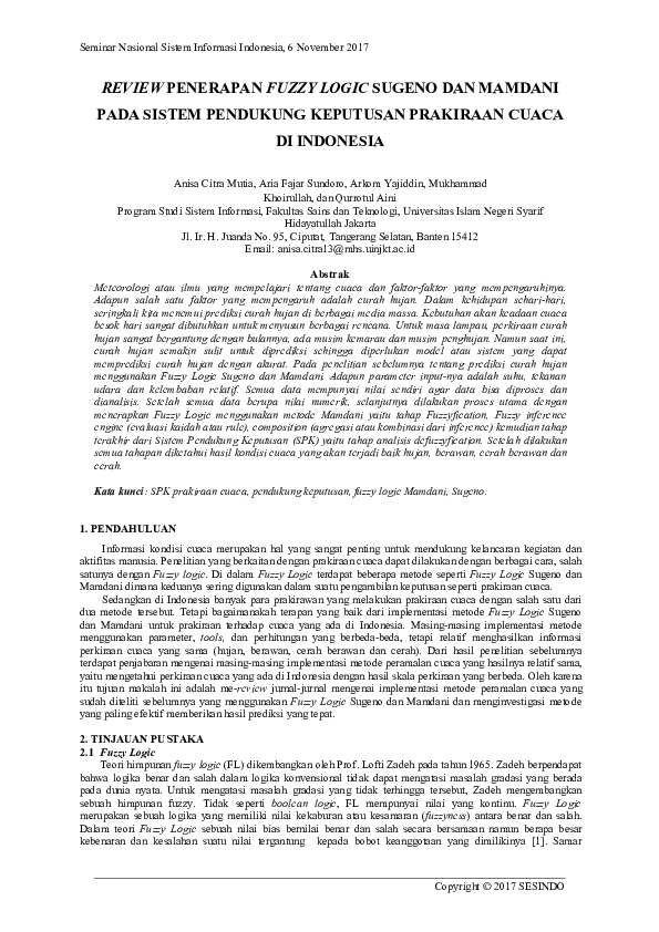(PDF) Review Penerapan Fuzzy Logic Sugeno Dan Mamdani Pada Sistem Pendukung Keputusan Prakiraan ...