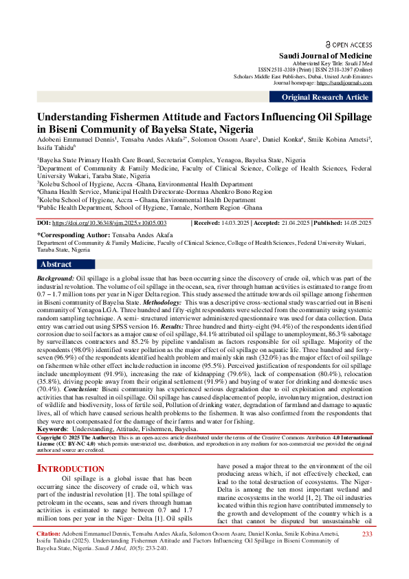 (PDF) Understanding Fishermen Attitude and Factors Influencing Oil ...