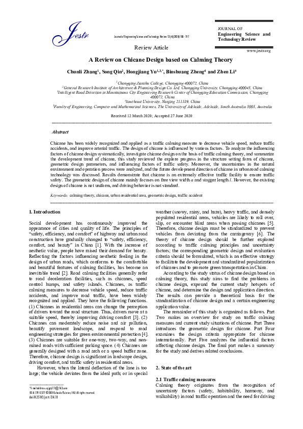 (PDF) A Review on Chicane Design based on Calming Theory