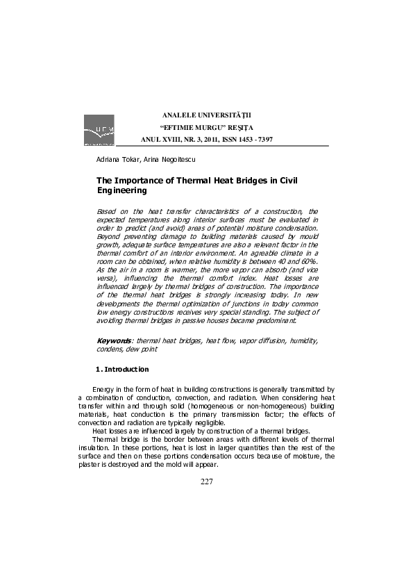 (PDF) The Importance of Thermal Heat Bridges in Civil Engineering