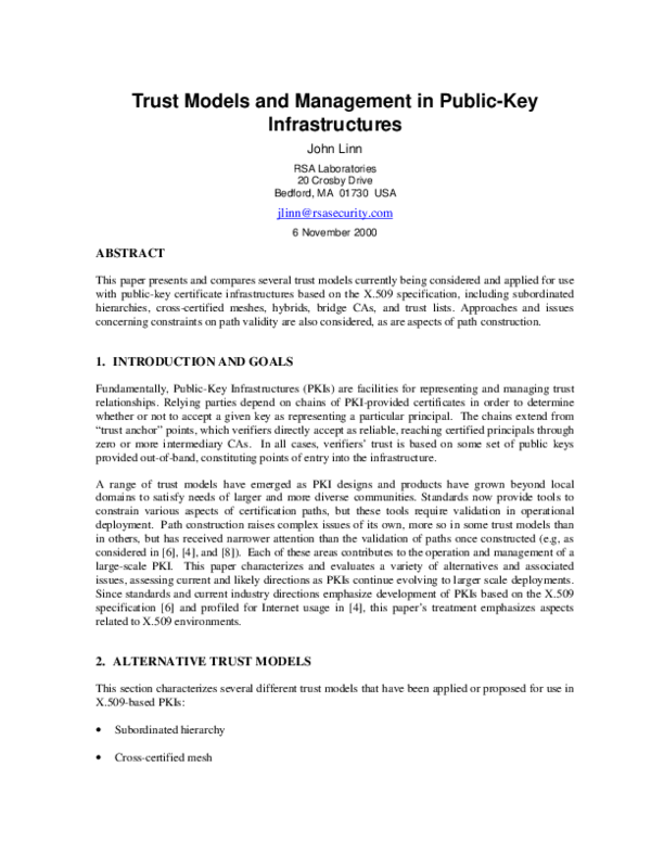 (PDF) Trust Models and Management in Public-Key Infrastructures