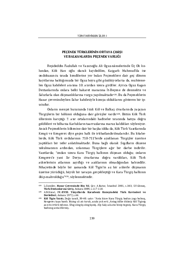 (PDF) PEÇENEK TÜRKLERİNİN ORTAYA ÇIKIŞI VE BALKANLARDA PEÇENEK VARLIĞI