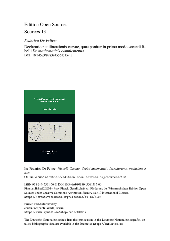 (PDF) Declaratio rectilineationis curvae, quae ponitur in primo modo ...