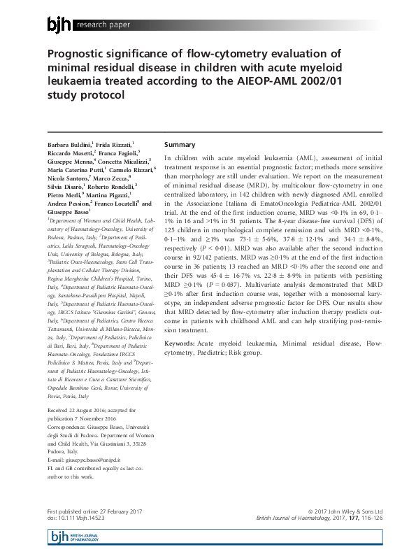 (PDF) Prognostic significance of flow-cytometry evaluation of minimal ...