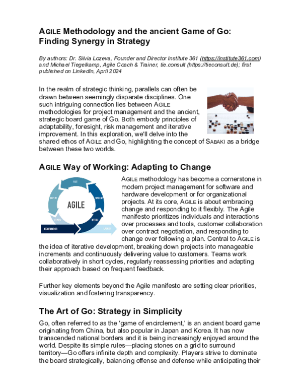 (PDF) AGILE Methodology and the ancient Game of Go: Finding Synergy in ...