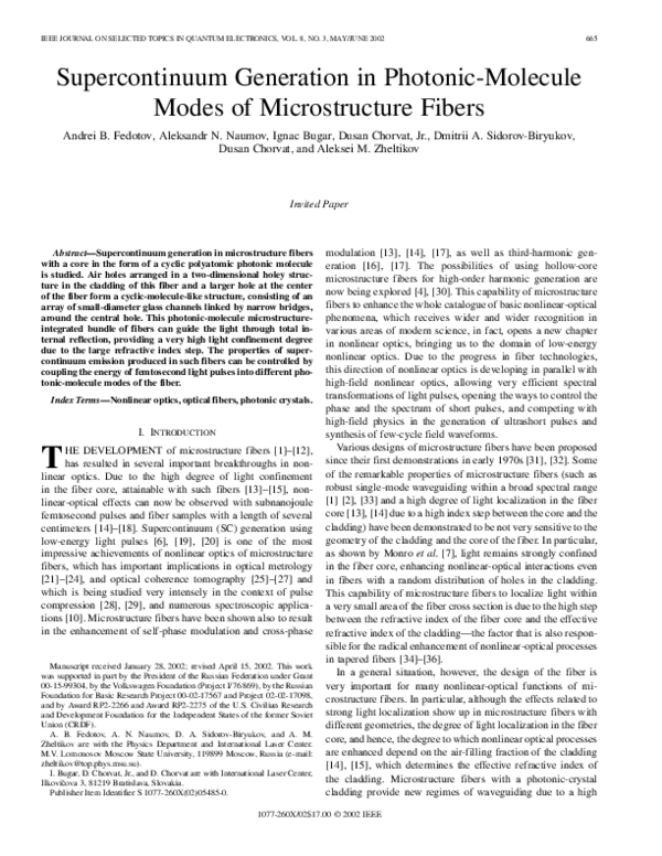(PDF) Supercontinuum generation in photonic-molecule modes of ...