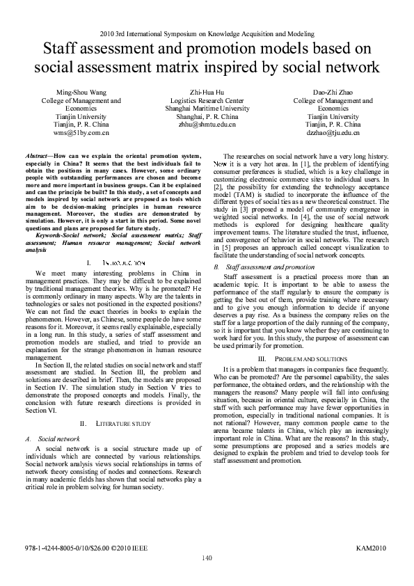 (PDF) Staff assessment and promotion models based on social assessment ...