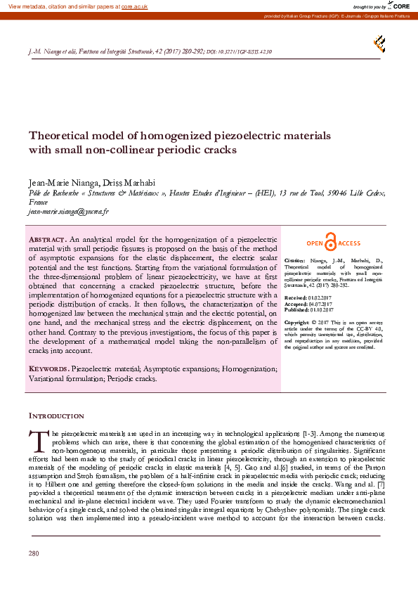 (PDF) Theoretical model of homogenized piezoelectric materials with ...