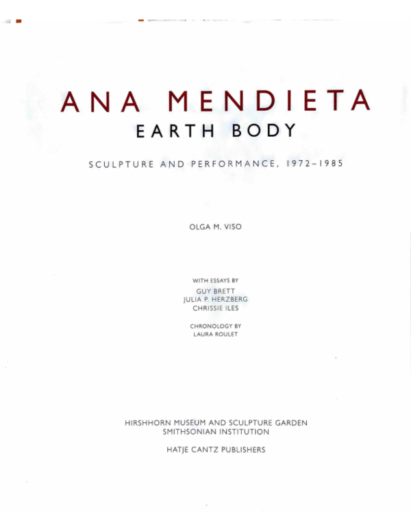 (PDF) Ana Mendieta: Earth Body: Sculpture and Performance, 1972-1985