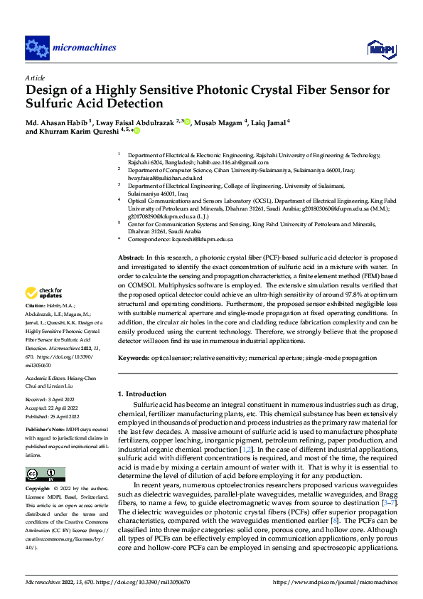(PDF) Design of a Highly Sensitive Photonic Crystal Fiber Sensor for ...