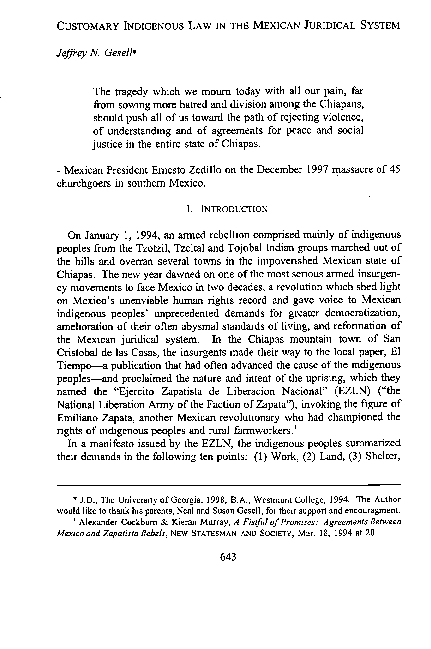 (PDF) Customary Indigenous Law in the Mexican Judicial System