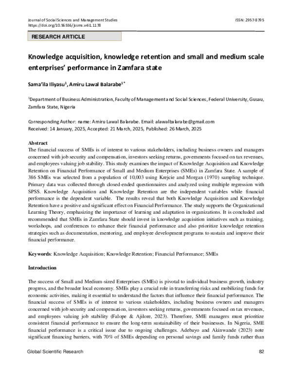 (PDF) Knowledge acquisition, knowledge retention and small and medium scale enterprises ...