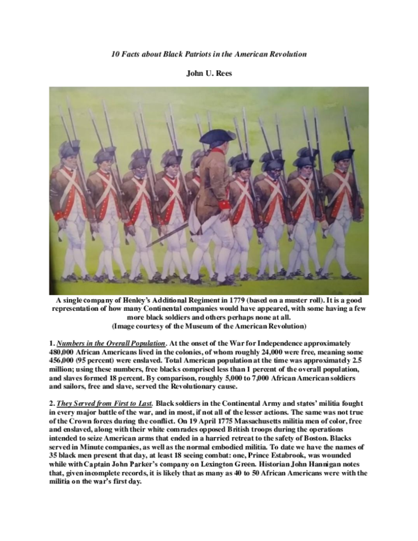 (PDF) Ten Facts about Black Patriots in the American Revolution