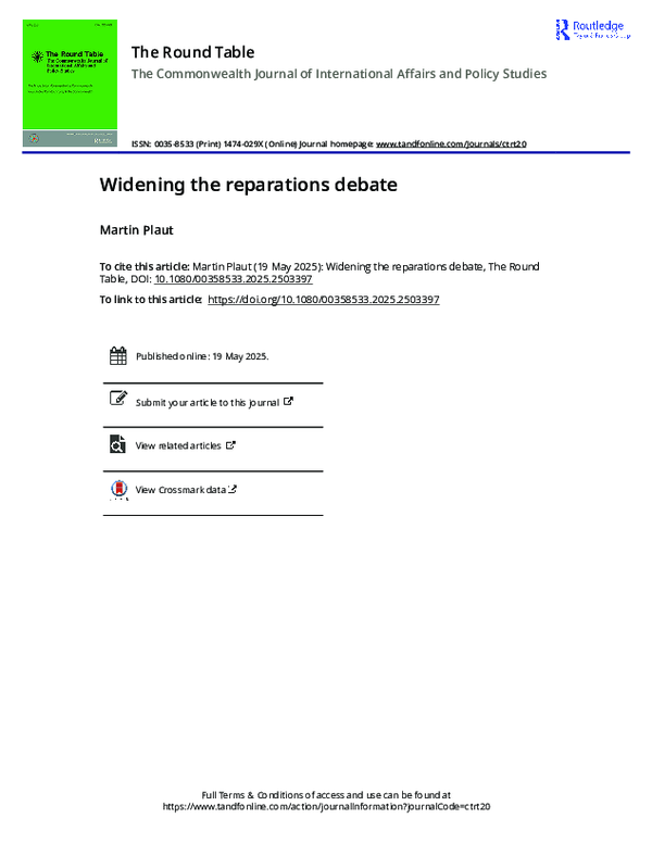 (PDF) Widening the reparations debate