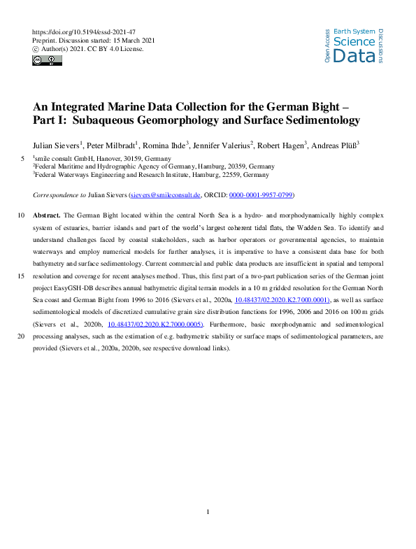 (PDF) An Integrated Marine Data Collection for the German Bight – Part ...