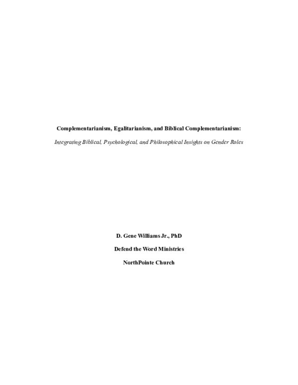 (PDF) Biblical Complementarianism