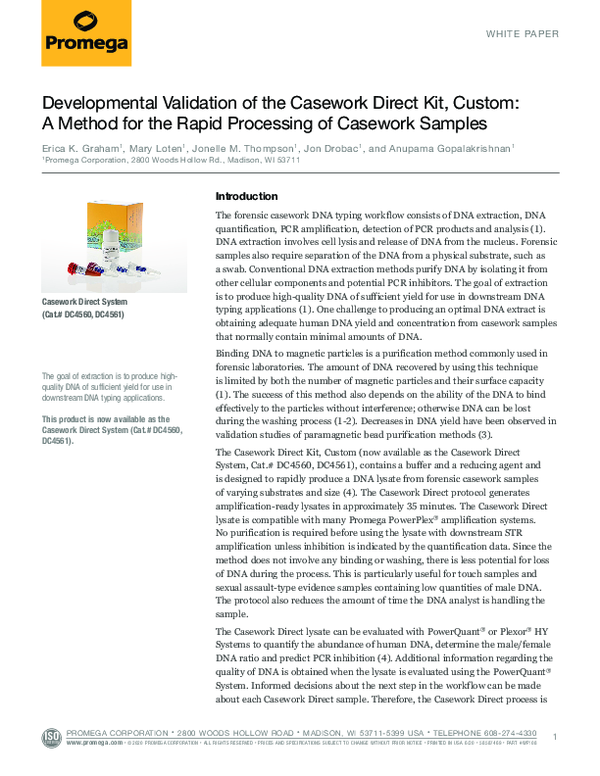 (PDF) Developmental Validation of the Casework Direct Kit, Custom: A ...