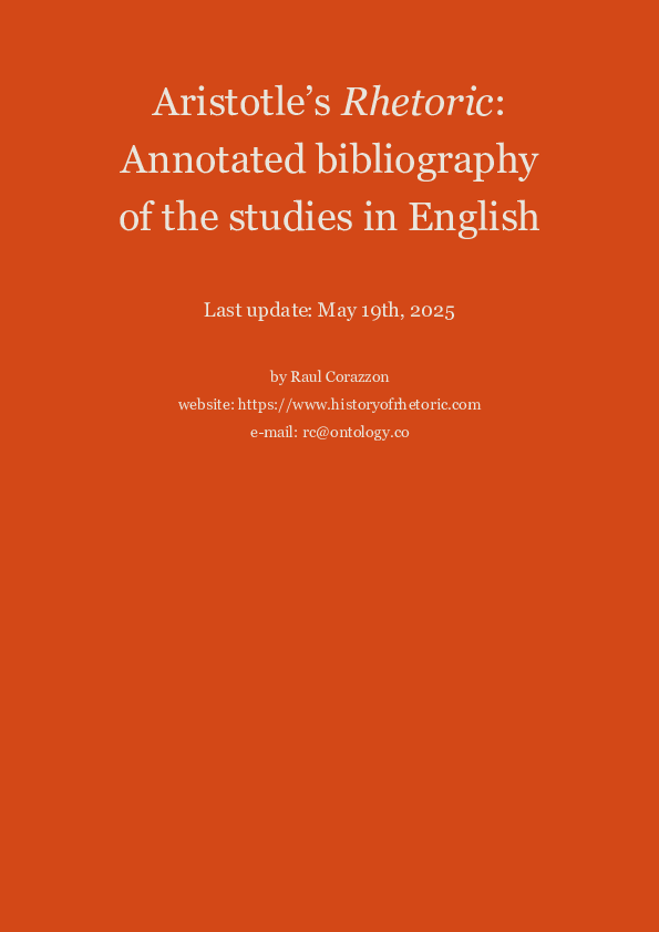 (PDF) Aristotle's Rhetoric: Annotated bibliography of the studies in ...