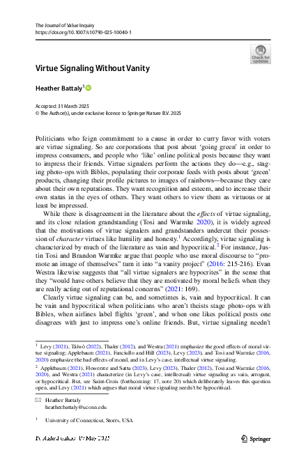 (PDF) Virtue Signaling Without Vanity
