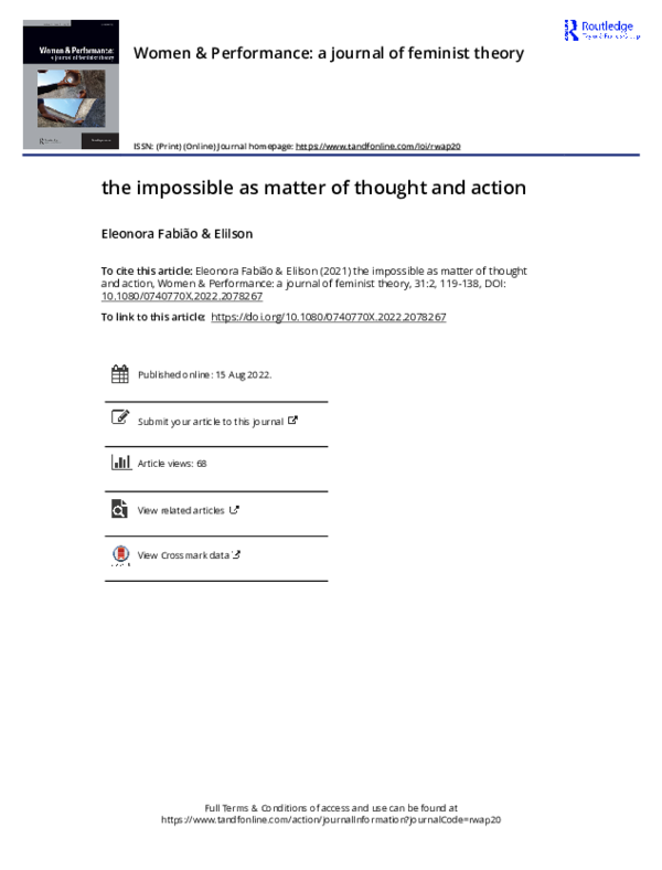 (PDF) the impossible as matter of thought and action
