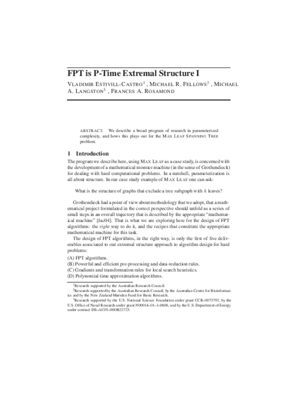 (PDF) FPT is P-Time Extremal Structure I