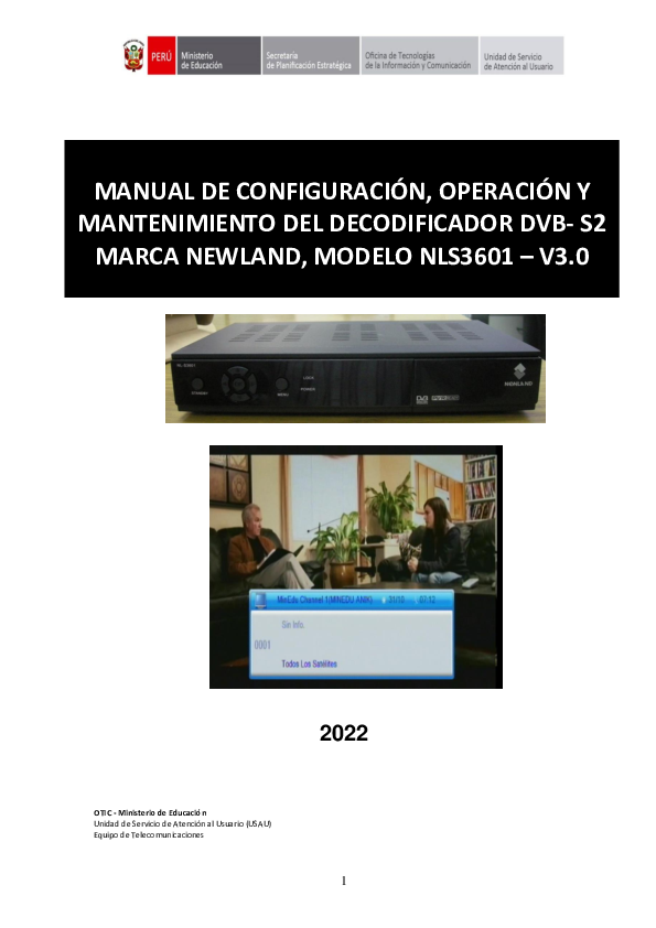 (PDF) MANUAL DE CONFIGURACIÓN, OPERACIÓN Y MANTENIMIENTO DEL DECODIFICADOR DVB-S2 MARCA NEWLAND ...
