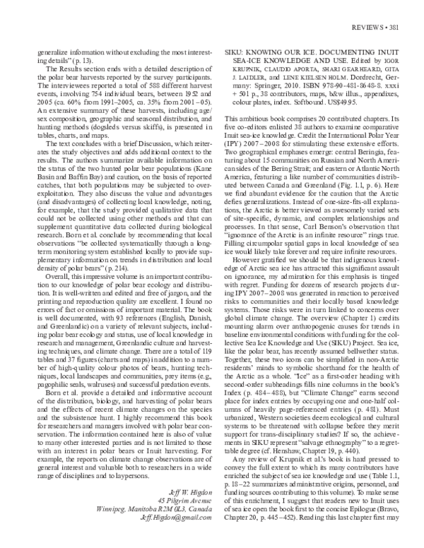 (PDF) SIKU: Knowing Our Ice. Documenting Inuit Sea-Ice Knowledge and ...