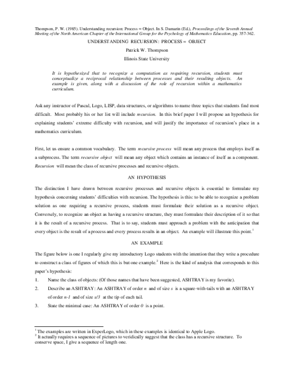 (PDF) Understanding Recursion: Process ≈ Object