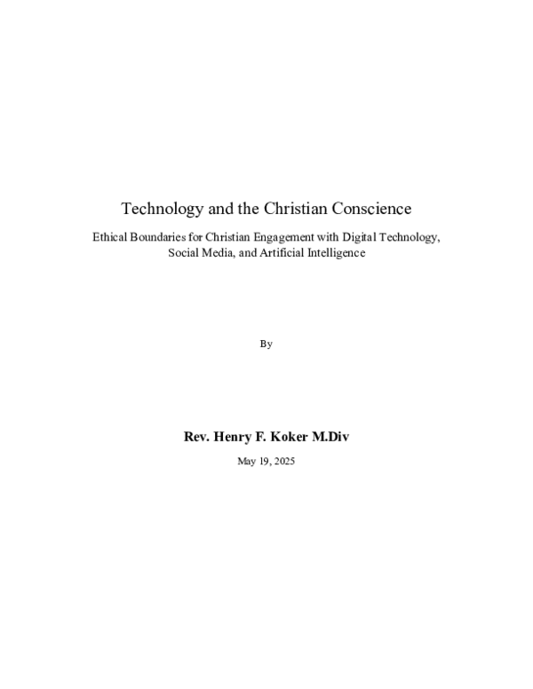 (PDF) Technology and the Christian Conscience: Ethical Boundaries for ...