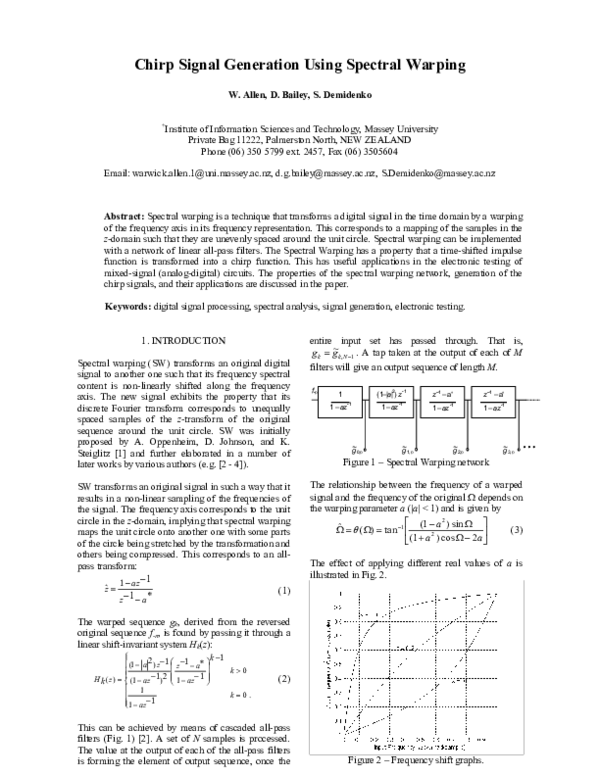 (PDF) Test chirp signal generation using spectral warping