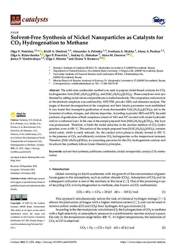 (PDF) Solvent-Free Synthesis of Nickel Nanoparticles as Catalysts for ...