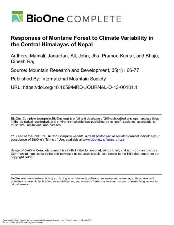 (PDF) Responses of Montane Forest to Climate Variability in the Central ...