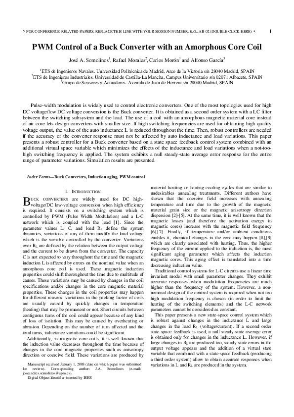 (PDF) PWM Control of a Buck Converter with an Amorphous Core Coil