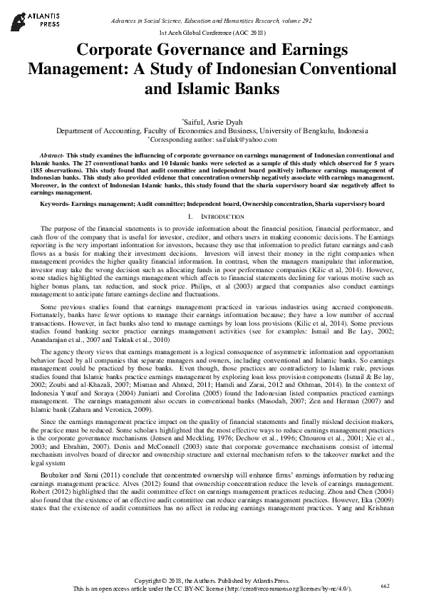 (PDF) Corporate Governance and Earnings Management: A Study of Indonesian Conventional and ...