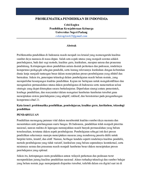 (PDF) PROBLEMATIKA PENDIDIKAN DI INDONESIA