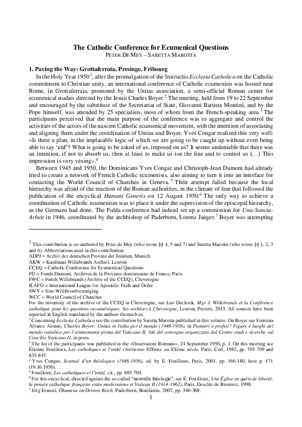 (PDF) Peter De Mey - Saretta Marotta, The Catholic Conference for ...