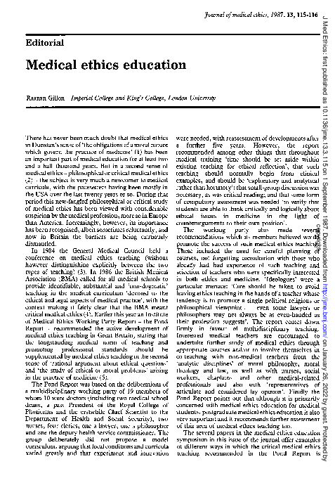 (PDF) Medical ethics education