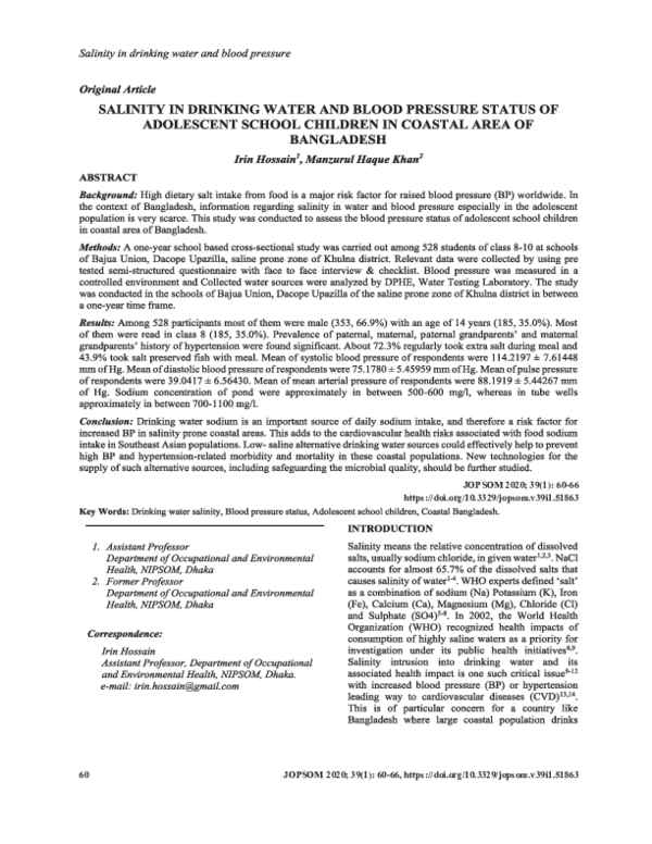 (PDF) Salinity in drinking water and blood pressure status of adolescent school children in ...