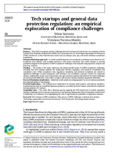 (PDF) Tech startups and general data protection regulation: an ...