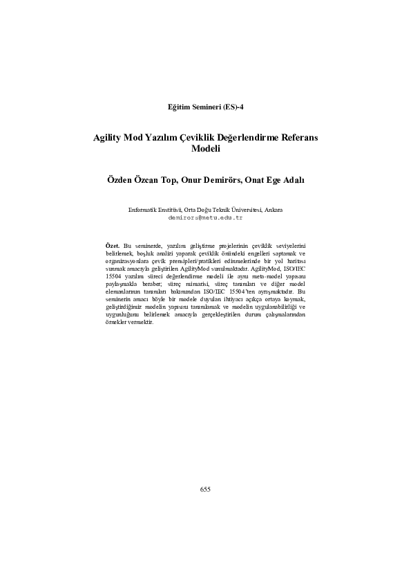 (PDF) Agility Mod Yazılım Çeviklik Değerlendirme Referans Modeli