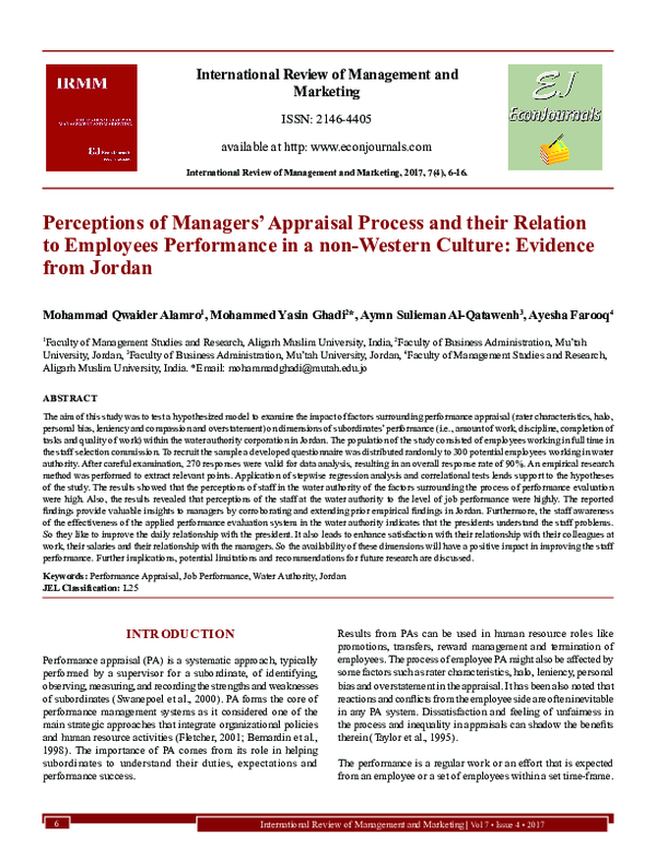 (PDF) Perceptions of Managers’ Appraisal Process and their Relation to ...