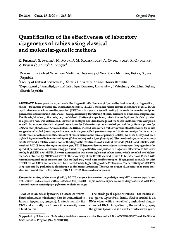 (PDF) Quantification of the effectiveness of laboratory diagnostics of ...