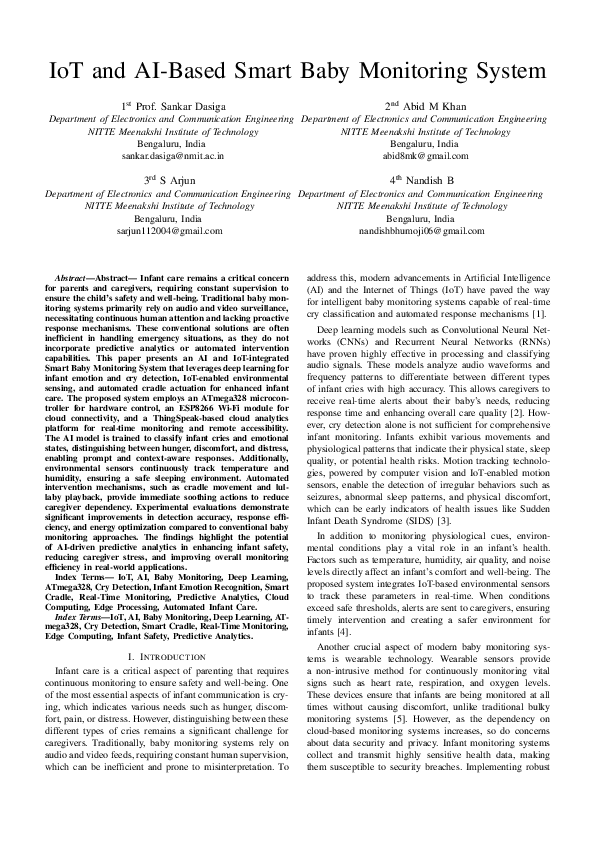 (PDF) IoT and AI-Based Smart Baby Monitoring System