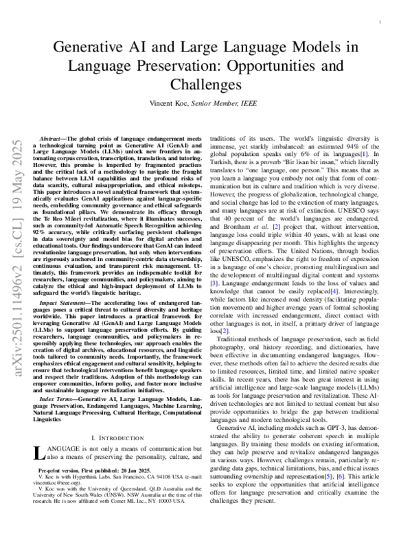 (PDF) Generative AI and Large Language Models in Language Preservation ...