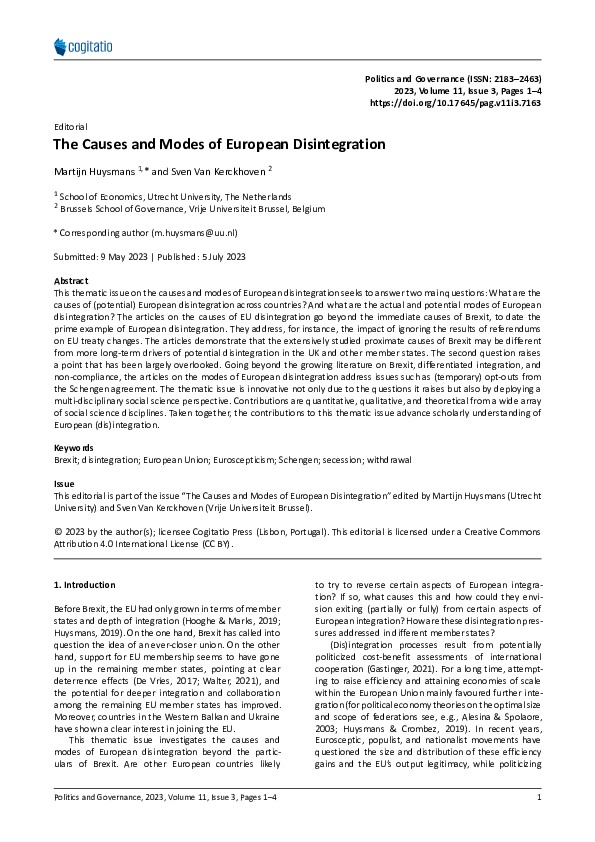 (PDF) The Causes and Modes of European Disintegration