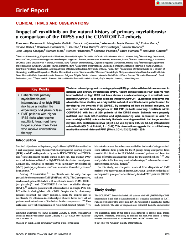 (PDF) Impact of ruxolitinib on the natural history of primary ...