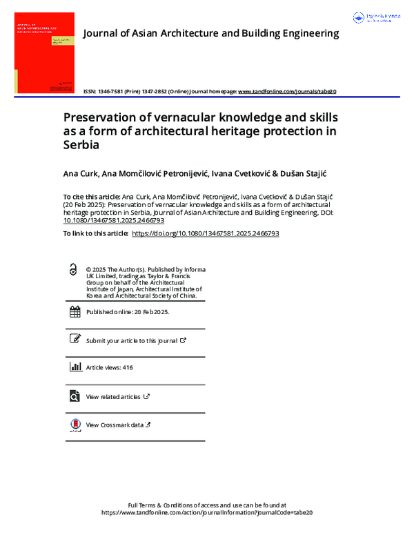 (PDF) Preservation of vernacular knowledge and skills as a form of ...