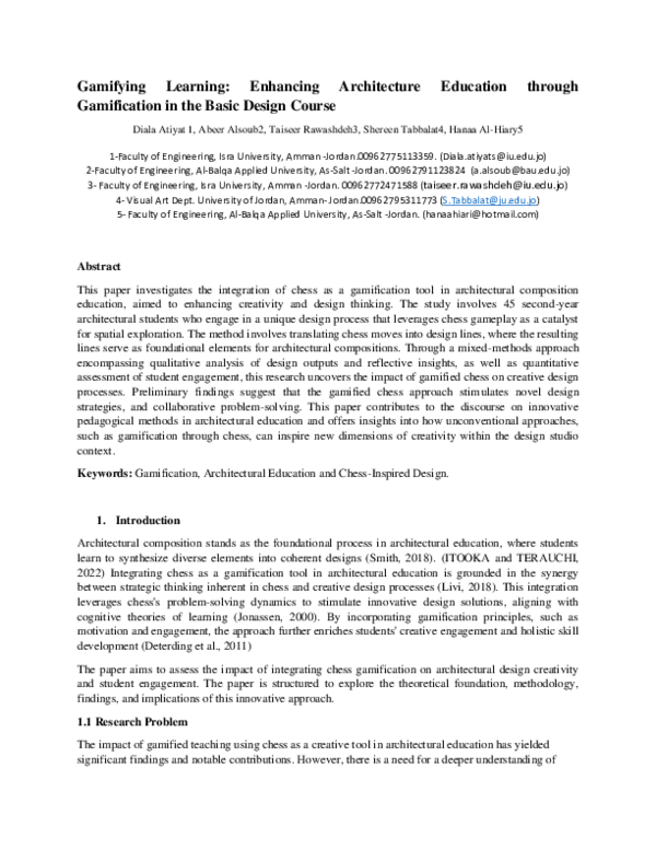 (PDF) Gamifying Learning: Enhancing Architecture Education through Gamification in the Basic ...