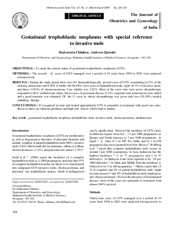 (PDF) Gestational trophoblastic neoplasms with special reference to ...